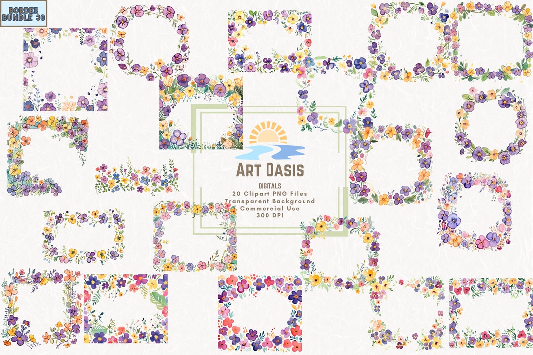 20 Colorful Violet February Birth Month Borders PNG Wreath and Floral ...