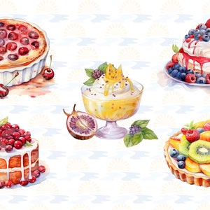 Watercolor Fruit Berry Dessert Sweets Pie Cake Clipart Bundle of 20 ...