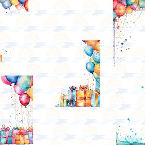 Watercolor Birthday Party Borders and Frames Clipart Bundle of 20 ...