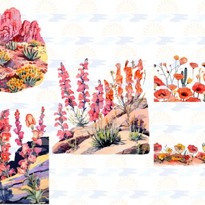 20 Watercolor Western Terracotta Boho Moon Retro Clipart PNG Bundle ...