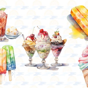 Watercolor Ice Cream Clipart Bundle – Summer Popsicles, Transparent PNG ...