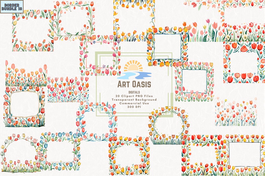 Tulip April Birthmonth Borders PNG Wreaths and Floral Frames Spring ...