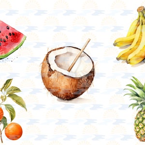 Watercolor Tropical Fruit Summer Food Lemon Clipart Bundle of 20 ...