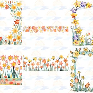 Colorful Daffodil Clipart Borders PNG Wreaths and Floral Frame Spring ...