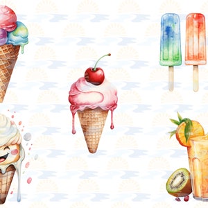 Watercolor Ice Cream Clipart Bundle – Summer Popsicles, Transparent PNG ...