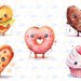 Valentines Day Cute Heart Shaped Food Chibi Watercolor Clipart Bundle ...