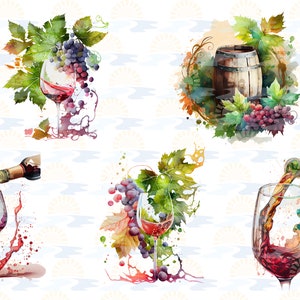 Watercolor Wine Clipart Bundle of 20 - Transparent Background - Digital ...