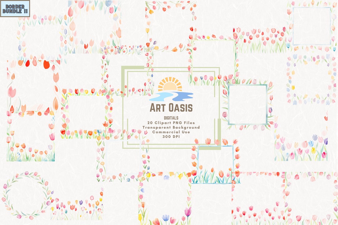 Tulip April Birthmonth Borders PNG Wreaths and Floral Frames Spring ...