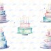 Watercolor Pastel Birthday Cakes Colorful Party Clipart Bundle of 20 ...