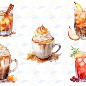 Watercolor Fall Cocktail Drinks Pumpkin Spice Clipart Bundle of 20 ...