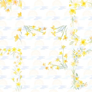 Yellow Daffodil Clipart Borders PNG Wreaths and Floral Frames Spring ...