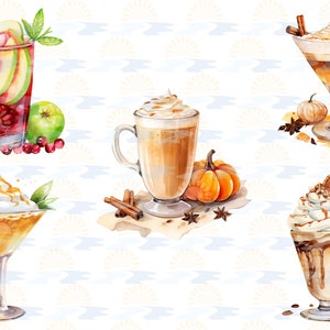 Watercolor Fall Cocktail Drinks Pumpkin Spice Clipart Bundle of 20 ...