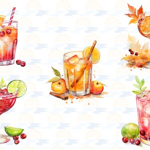 Watercolor Fall Cocktail Drinks Pumpkin Spice Clipart Bundle of 20 ...