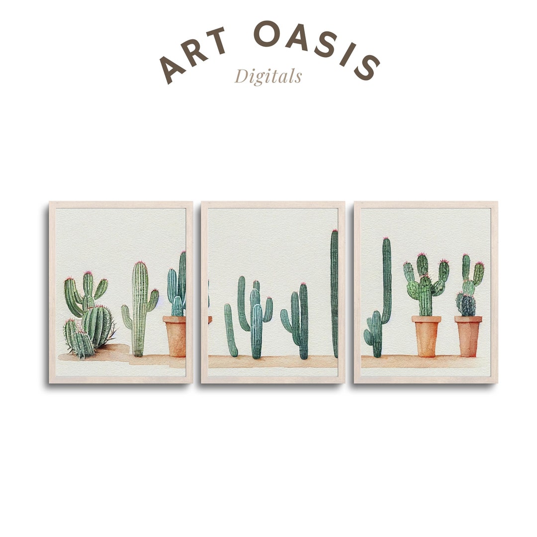 Set von 3 Stück Bohomodern Aquarell Wüstenrose Triptychon Wand - Etsy.de