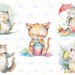 Cartoon Cats With Cocktails Watercolor Fat Cat Drink Clipart Bundle of ...