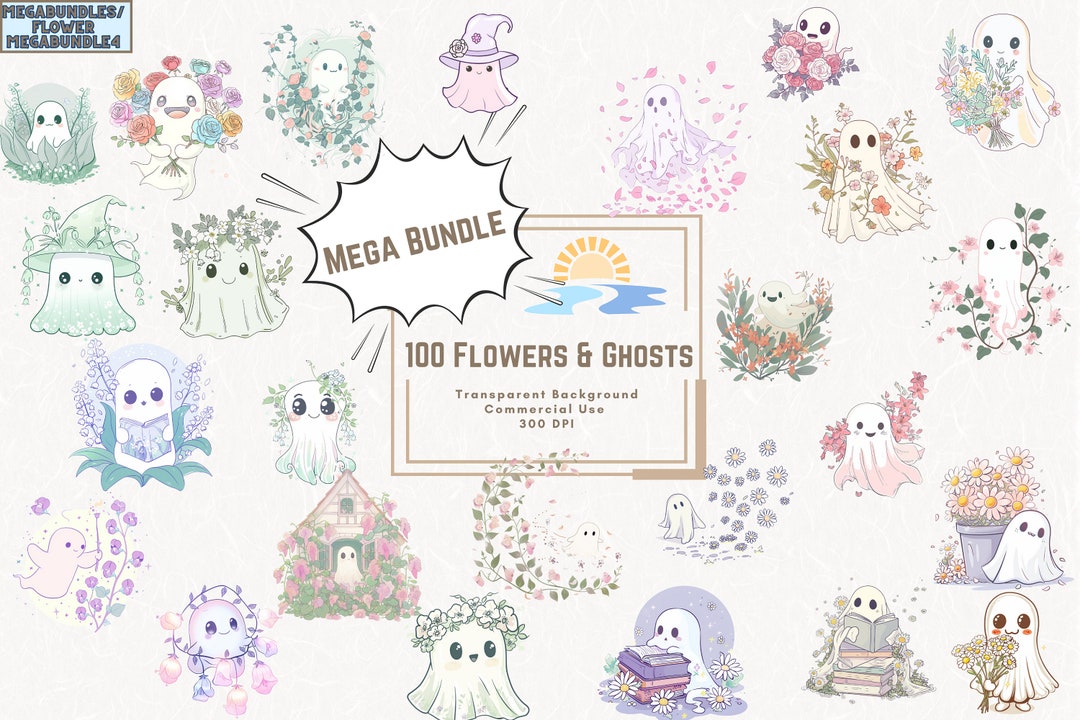 Flower Ghosts Clipart Bundle, Watercolor PNG (digital Download) - Etsy