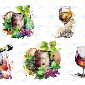 Watercolor Wine Clipart Bundle of 20 - Transparent Background - Digital ...