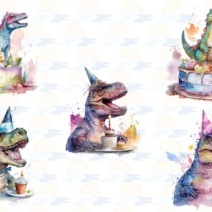 Watercolor Dinosaur Birthday Party Cake Balloon Clipart Bundle of 20 ...