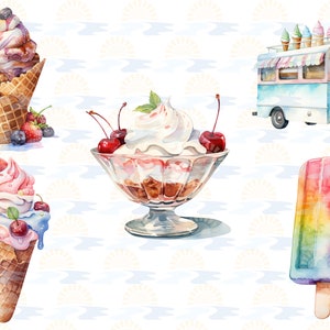 Watercolor Ice Cream Clipart Bundle – Summer Popsicles, Transparent PNG ...