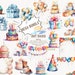 Watercolor Birthday Party Borders and Frames Clipart Bundle of 20 ...