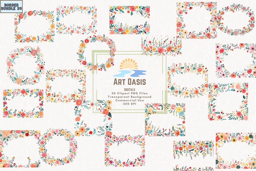 20 Colorful Rose June Birth Month Borders PNG Wreaths and Floral Frames ...