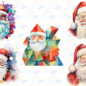 Watercolor Santa Claus Christmas Winter Holiday Clipart Bundle of 20 ...