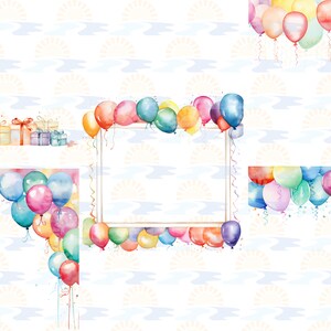 Watercolor Pastel Birthday Party Borders Frames Clipart Bundle of 20 ...