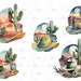 Watercolor Cactus Cowboy Hat Clipart Bundle of 20 - Transparent ...