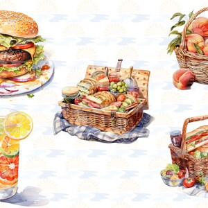 Watercolor Summer Food Fruit Drink Cocktails Clipart Bundle of 20 ...