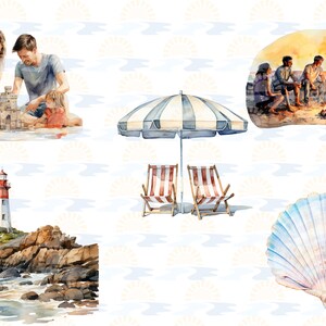 Watercolor Tropical Beach Summer Activities Clipart Bundle of 20 ...