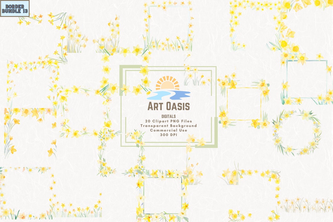 Yellow Daffodil Clipart Borders PNG Wreaths and Floral Frames Spring ...