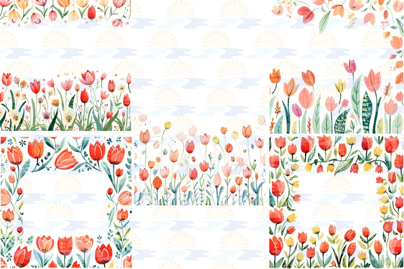 Tulip April Birthmonth Borders PNG Wreaths and Floral Frames Spring ...