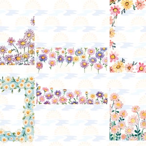 Daisy Watercolor Clipart Frames: Spring Floral Borders (digital ...