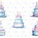 Watercolor Pastel Birthday Cakes Colorful Party Clipart Bundle of 20 ...