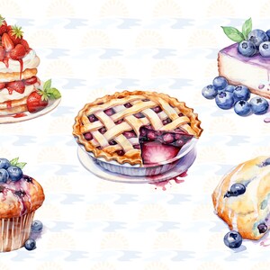 Watercolor Fruit Berry Dessert Sweets Pie Cake Clipart Bundle of 20 ...