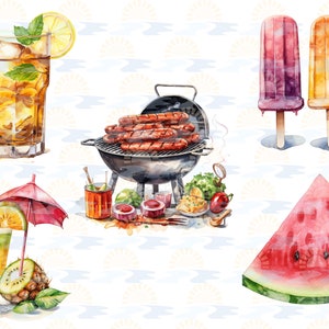 Watercolor Summer Food Fruit Drink Cocktails Clipart Bundle of 20 ...