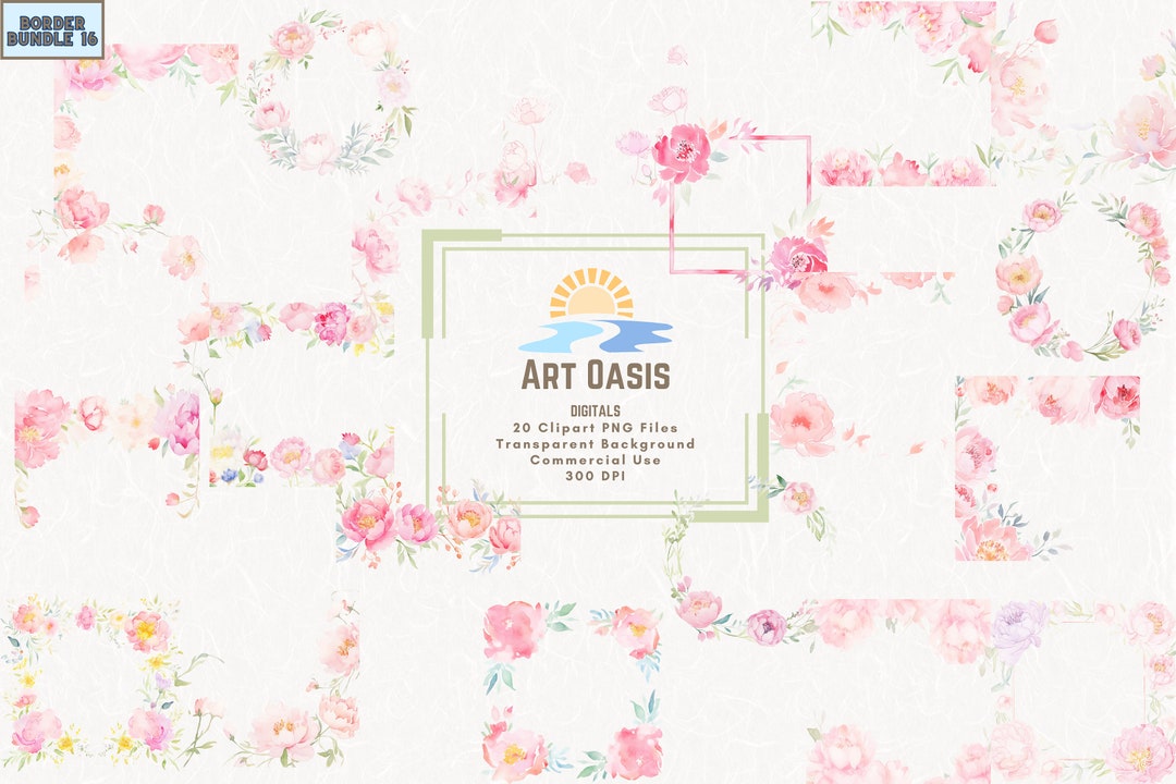 Pink Peony Flower Borders PNG Wreaths and Floral Frames Spring Wedding ...
