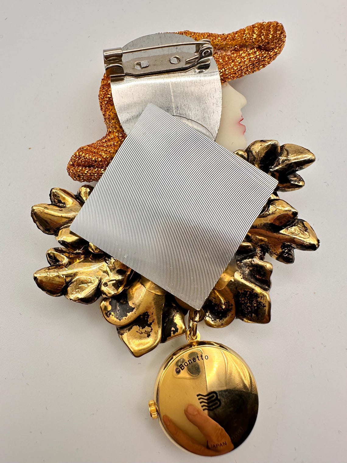Vintage 1980's Bonetto Art Deco Style Lady Woman Rhinestone Figural ...
