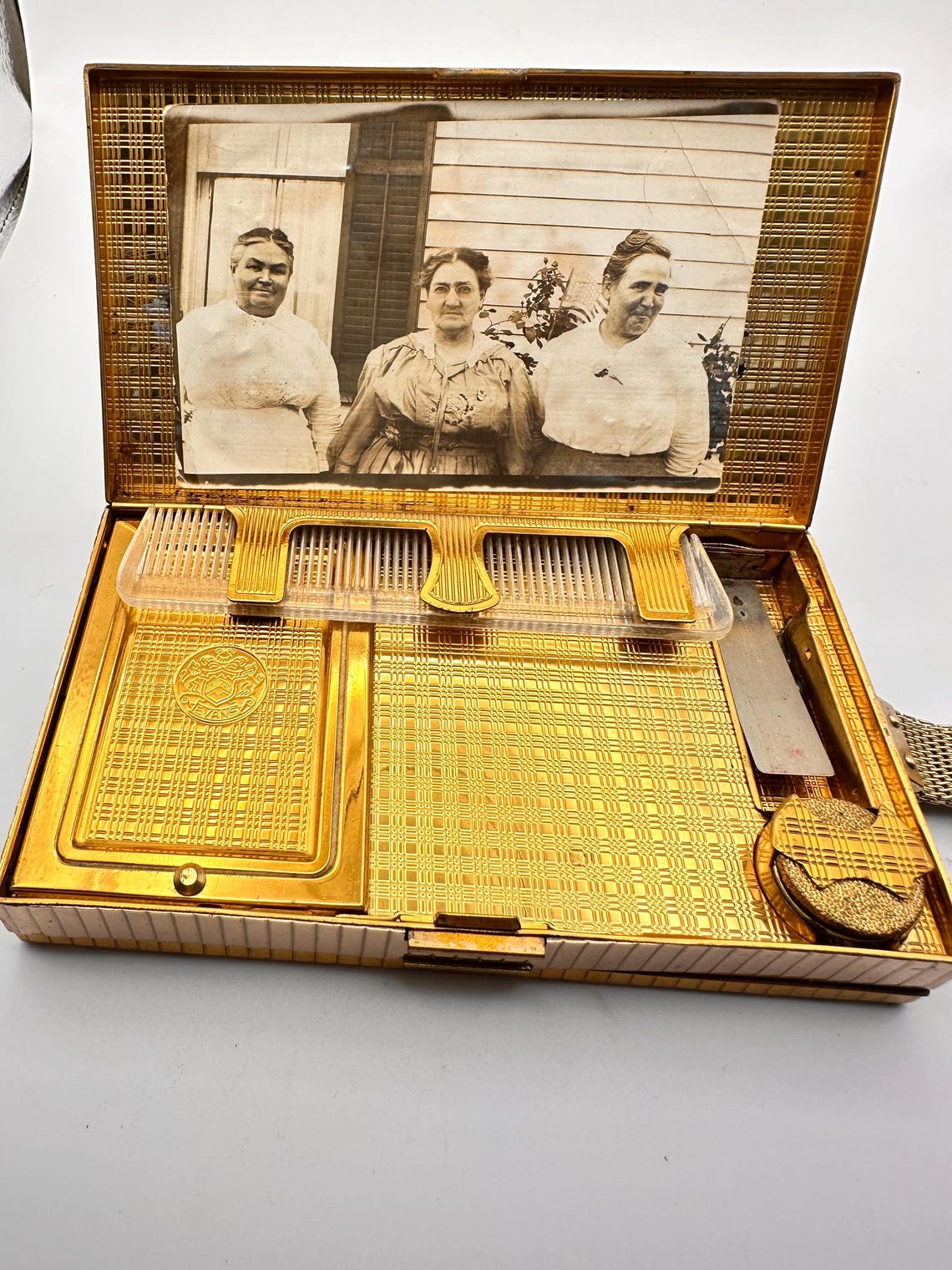 Vintage Gold Evans Carryall Compact,vintage 1940s Gold Evans Minaudiere ...