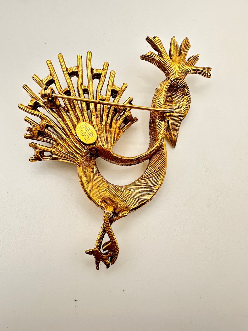Vntg Pauline Rader Peacock Brooch Etsy