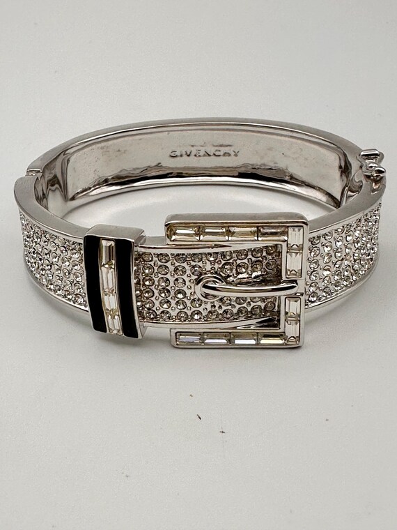 VNTG Givenchy Swarovski Crystal Silver tone Belt Buckle Bangle Bracelet. Excellent Condition Etsy