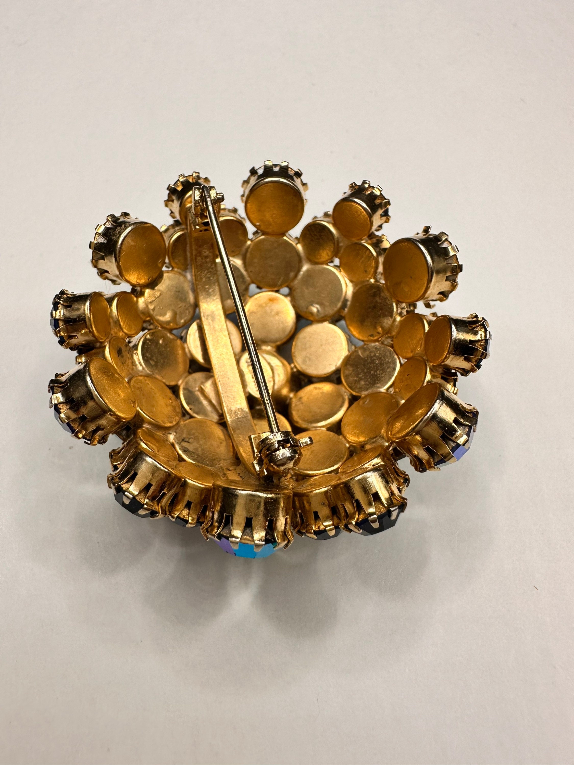 WARNER Blue AB Dome Brooch - Etsy