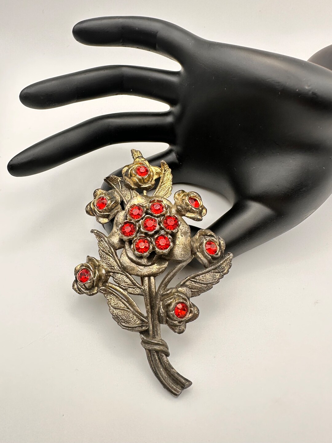 Vintage Little Nemo Signed LN/25 Orange Rhinestone Flower Gold Tone Pin ...