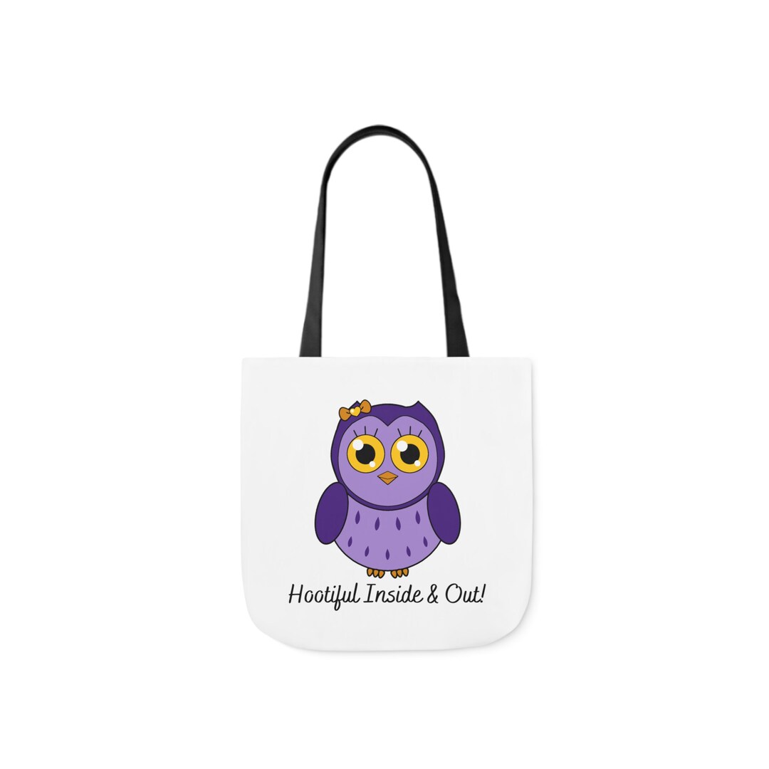 Hootiful Inside & Out purple Owl Polyester Canvas Tote Bag - Etsy