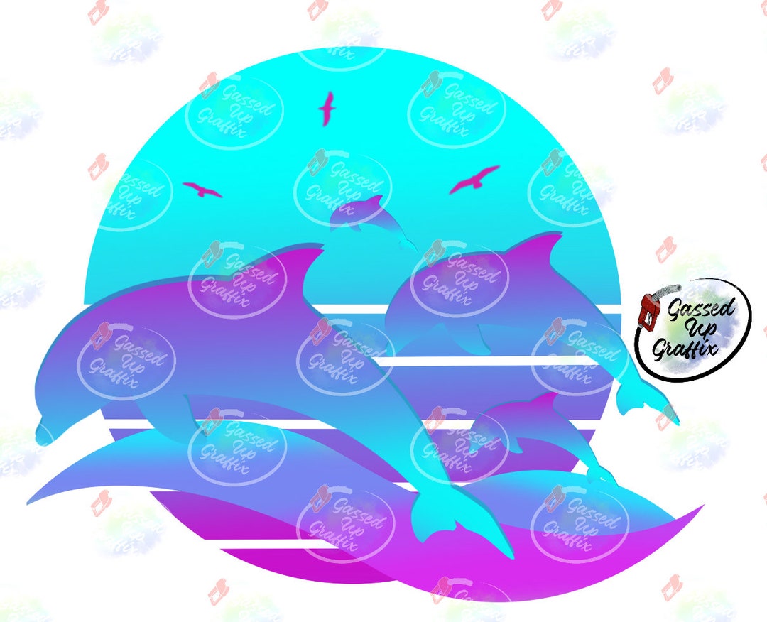 Dolphin Wave Retro 80s PNG - Etsy