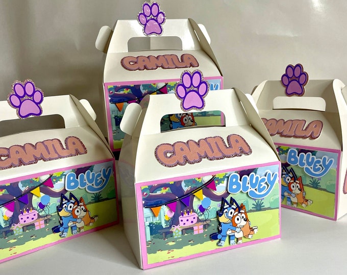 Bluey Gable Boxes, Treats Box, Party Favors, Bluey Party Theme, Snack ...