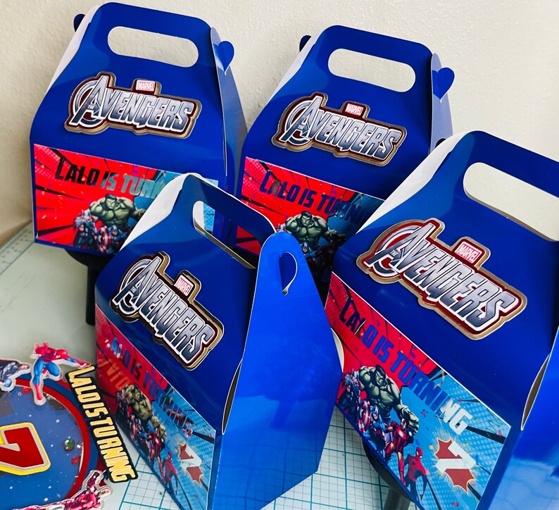 Avengers Marble Gable Boxes With Foil Affect, Treats Box, Party Favors ...