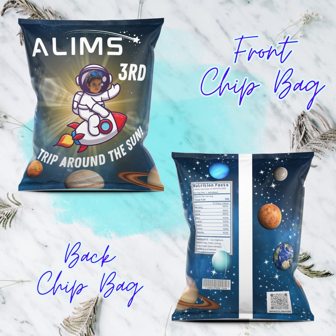 Outer Space Chip Bags Favors. Planets , Moon,sun , Birthday ...