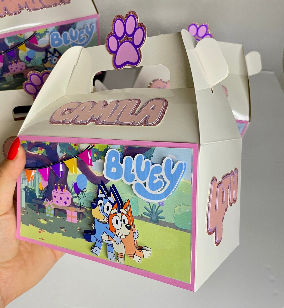 Bluey Gable Boxes, Treats Box, Party Favors, Bluey Party Theme, Snack ...