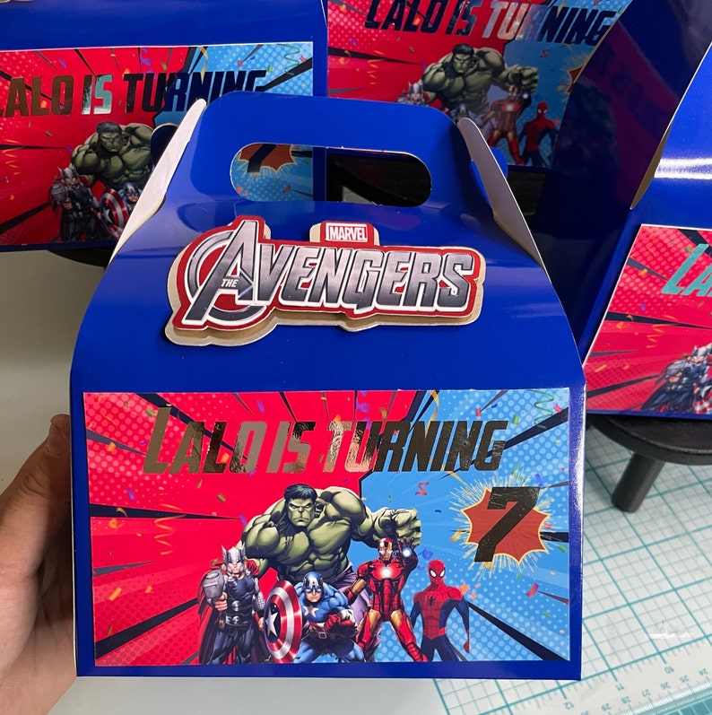 Avengers Marble Gable Boxes With Foil Affect, Treats Box, Party Favors ...